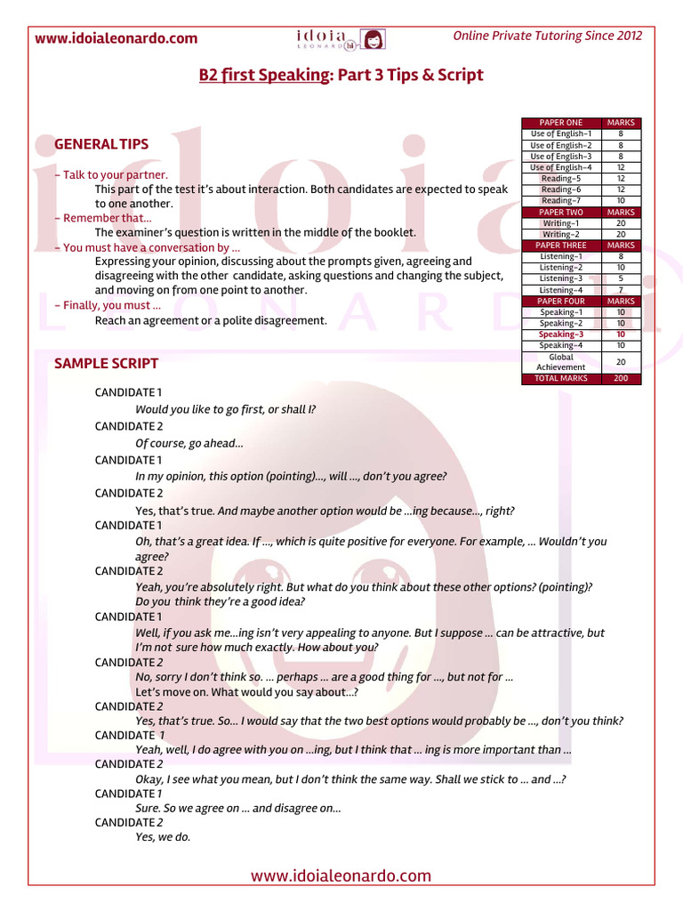 B2 Speaking Part3 Tips+Script | PDF