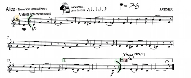 Alice Theme Sheet Music Notation | PDF