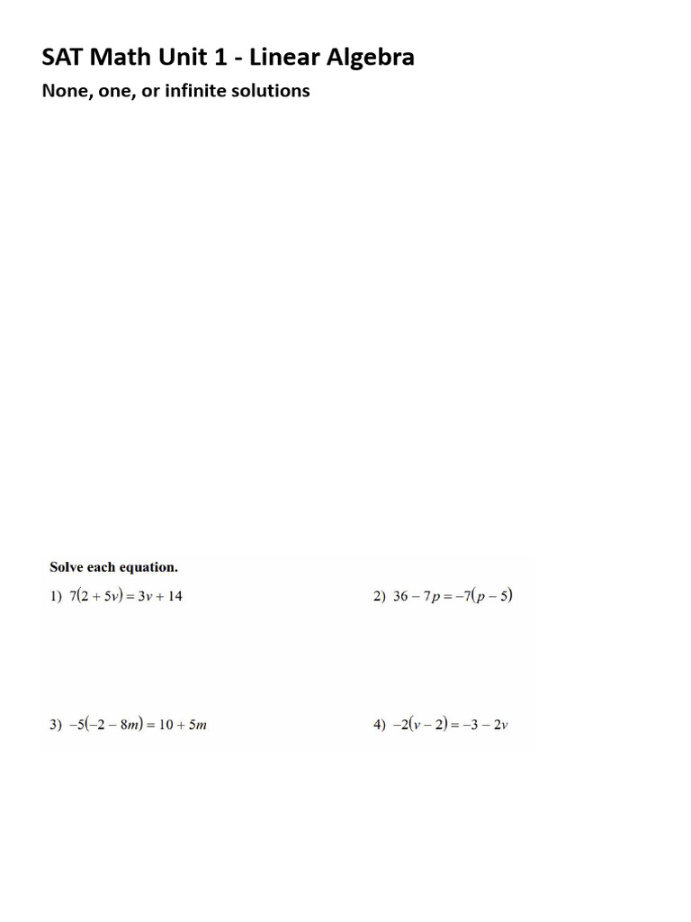 SAT Math Unit 1 Linear Algebra V6 | PDF