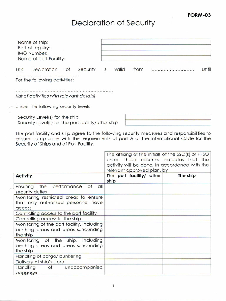 Declaration of Security | PDF