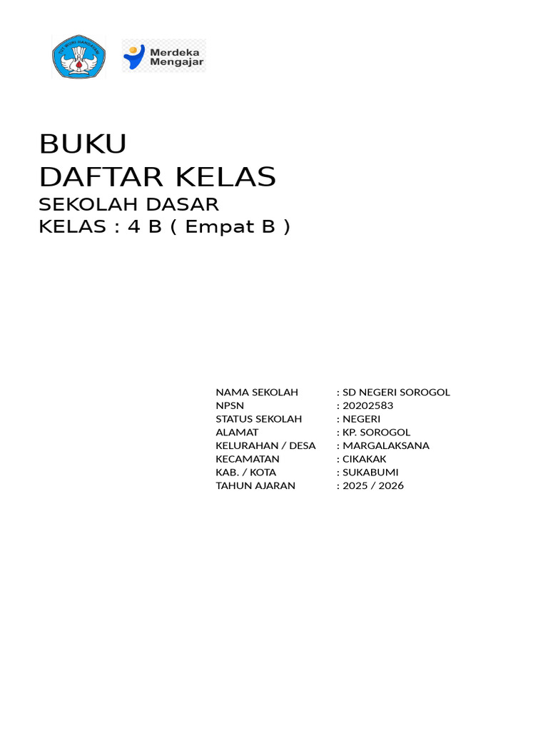 Cover Buku Absen Kelas | PDF