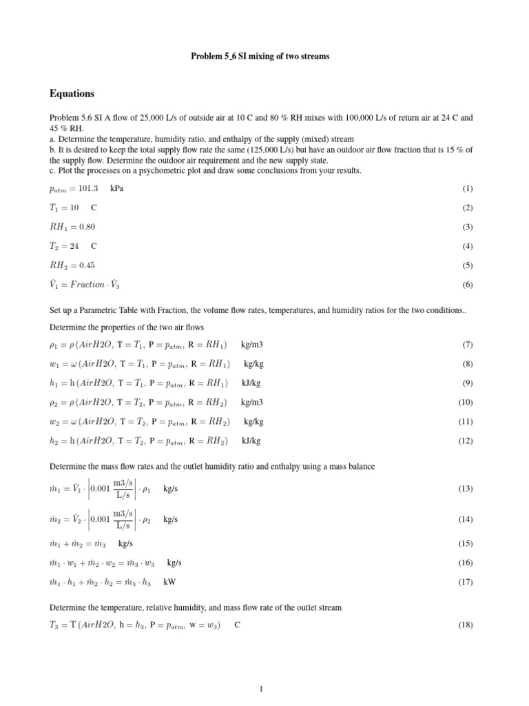 Air Mixing Problem: Temperature & Humidity | PDF | Humidity | Chemical ...