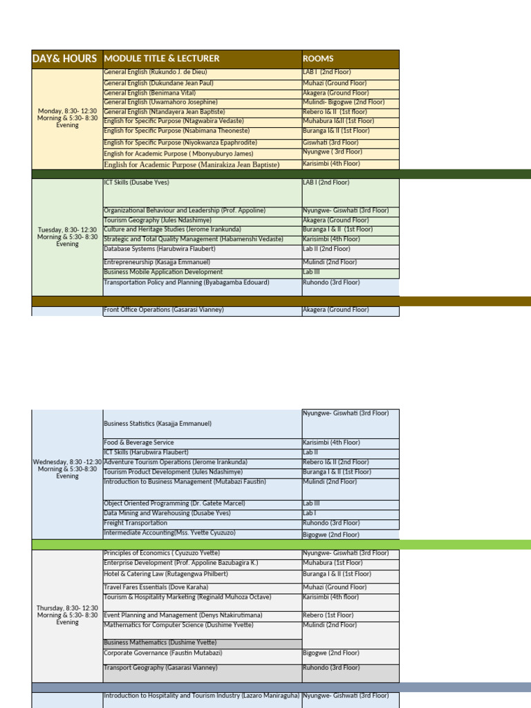 Trimester 1 - Teaching Timetable Sept-Dec - Ay 2025-2026 | PDF ...
