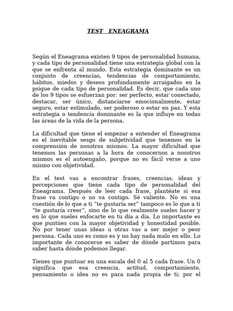 Test de Personalidad Eneagrama: Descubre tu Tipo | PDF | Amor | Las ...