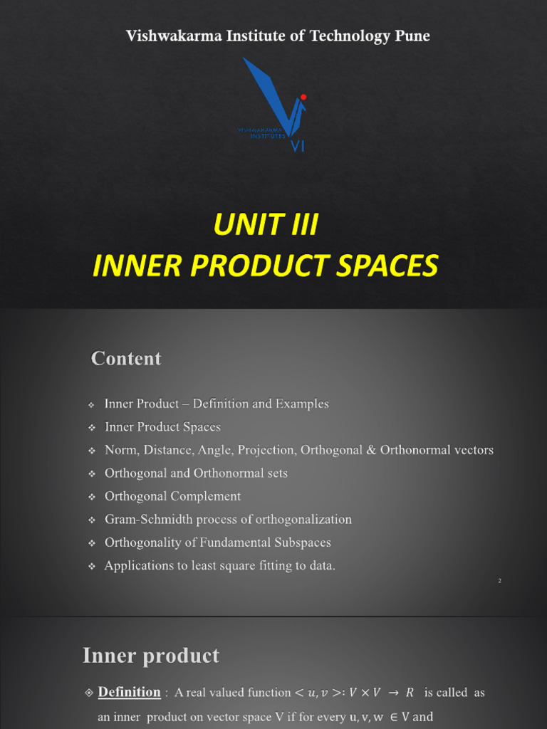 Inner Product Spaces Overview | PDF | Euclidean Space | Norm (Mathematics)