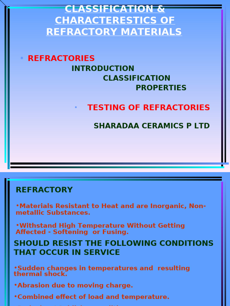 Refractory Materials: Classification & Properties | PDF | Refractory ...