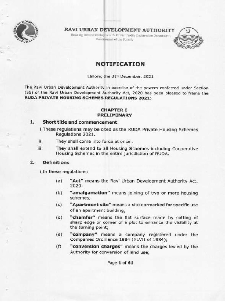 RUDA Private Housing Scheme Regulations | PDF