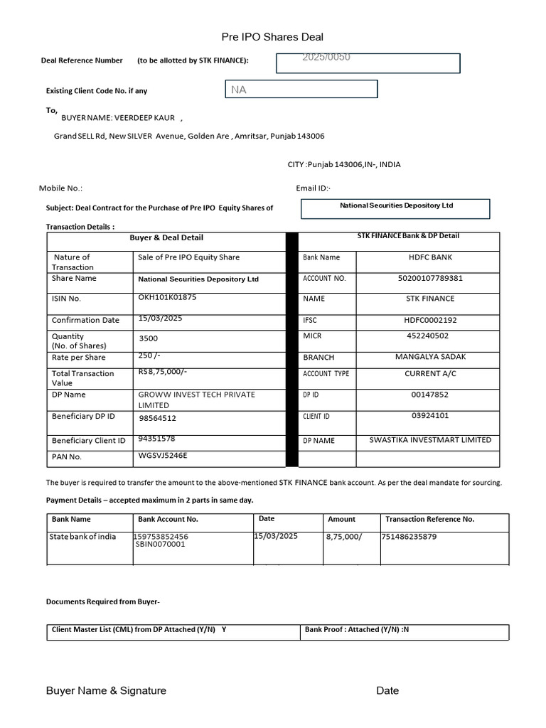 2025 Pre IPO Deal Sheet | PDF | Banks | Securities (Finance)
