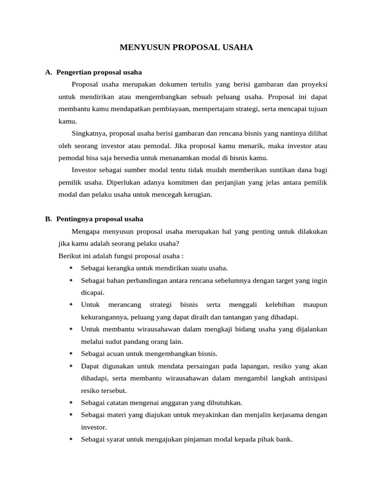 Materi Menyusun Proposal Usaha | PDF