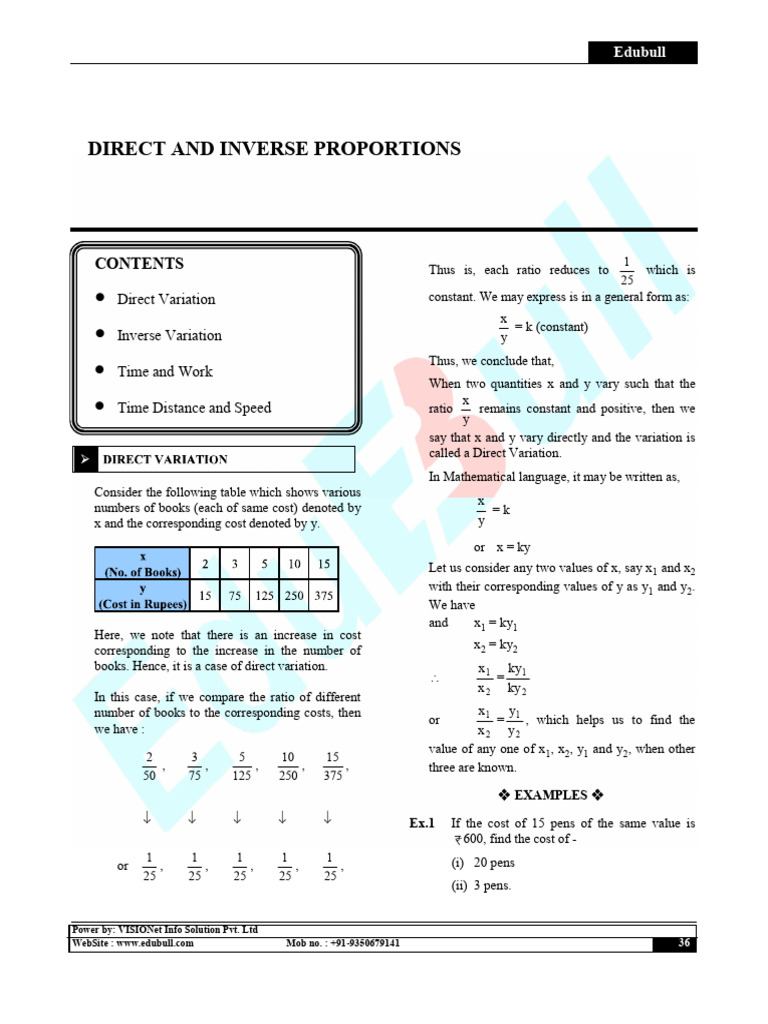 8th Math Direct and Inverse Properties Notes | PDF | Speed | Mathematics