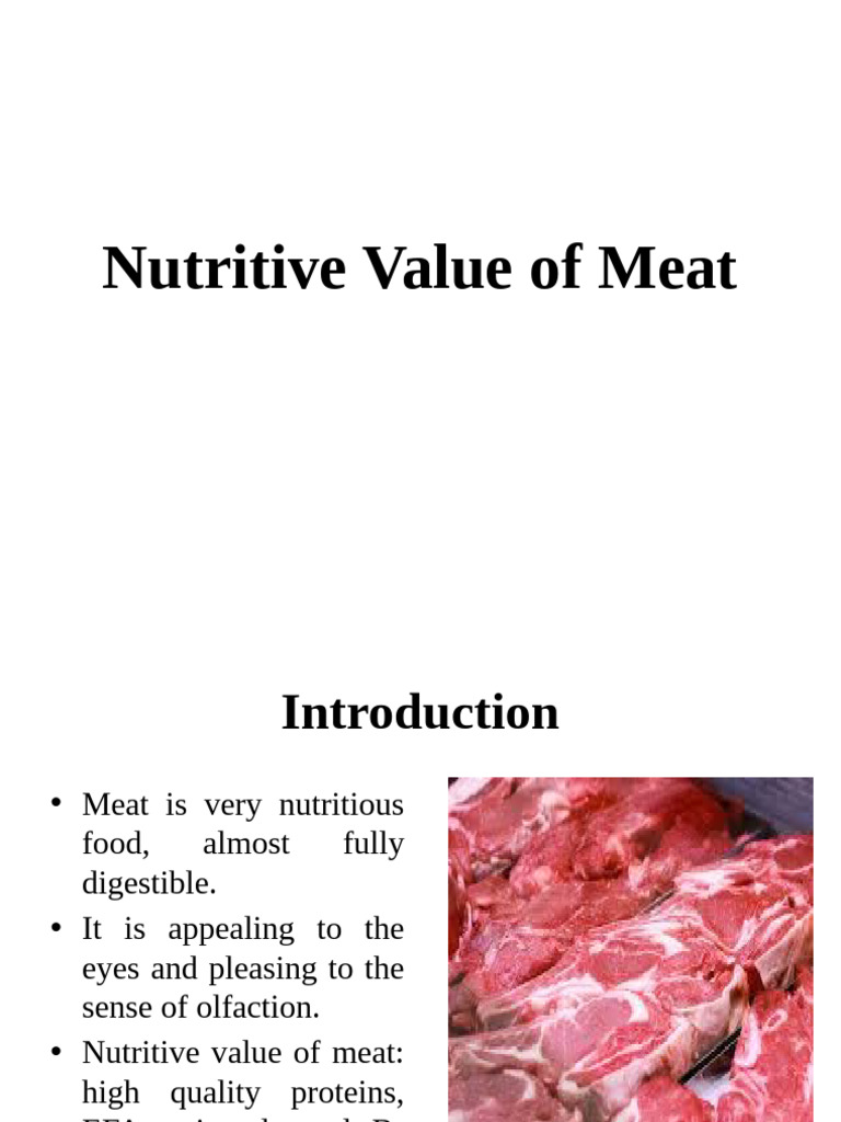 Nutritive Value of Meat 2 PRELIM | PDF | Fat | Meat