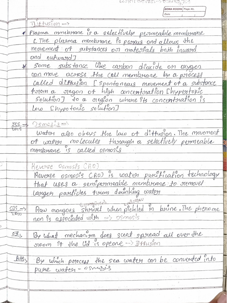 Diffusion, Osmosis, Cell Wall, Chromosome | PDF