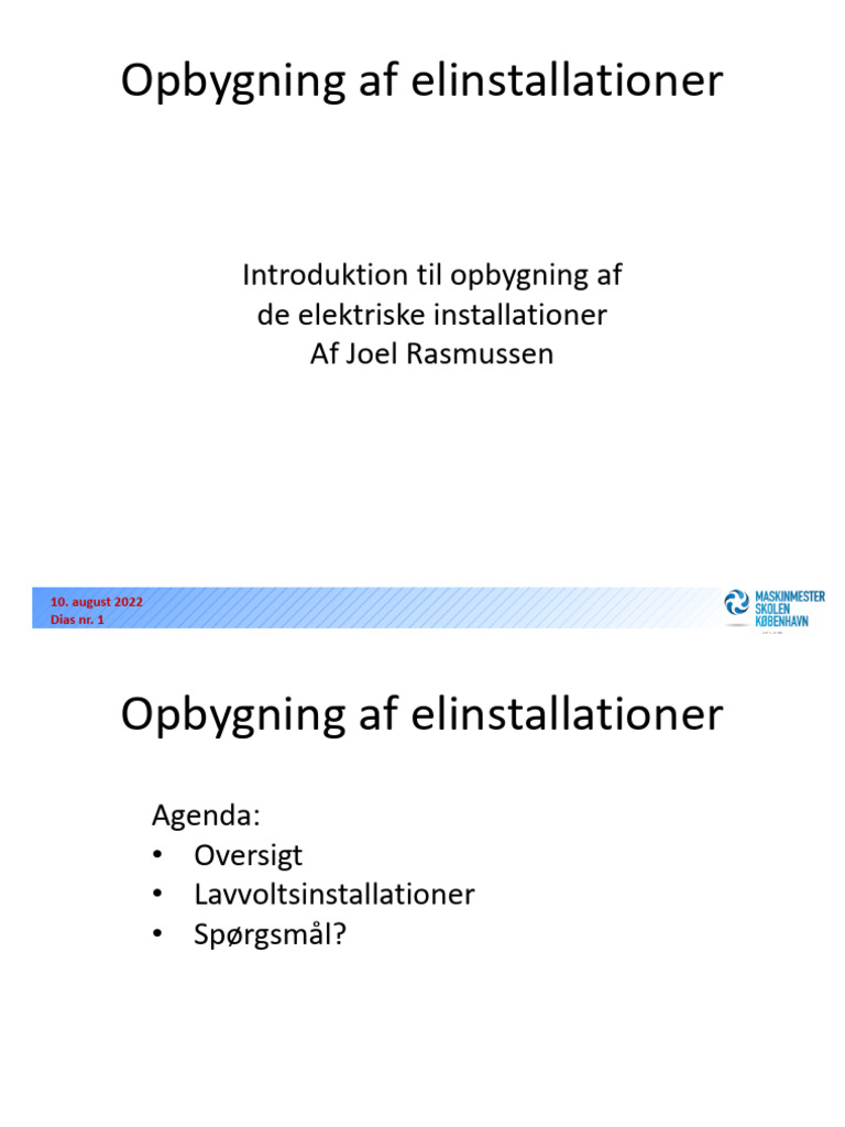 Opbygning Af Den Elektriske Installation 210810 | PDF