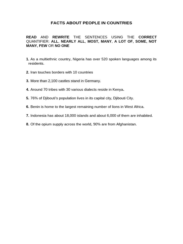 Facts About People in Countries | PDF