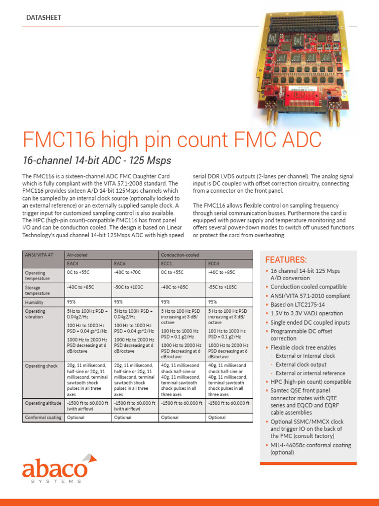 fmc116 High Pin Count FMC Adc A-Ds-5081 | PDF | Analog To Digital ...