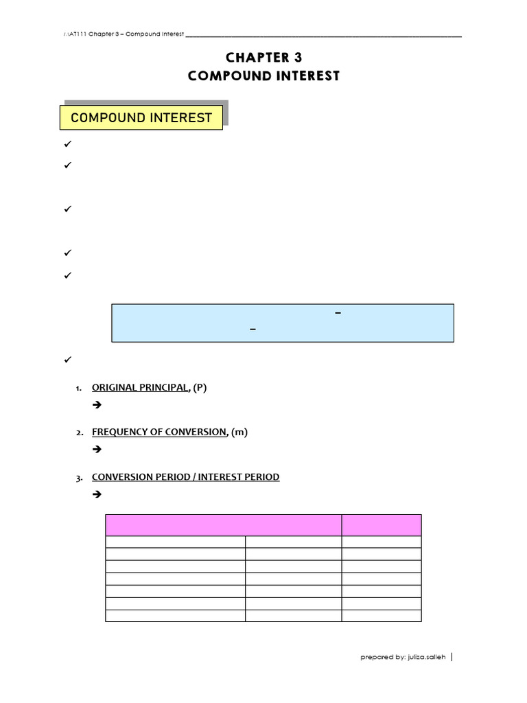 MAT111 Chapter 3 - Compound Interest | PDF | Compound Interest | Interest