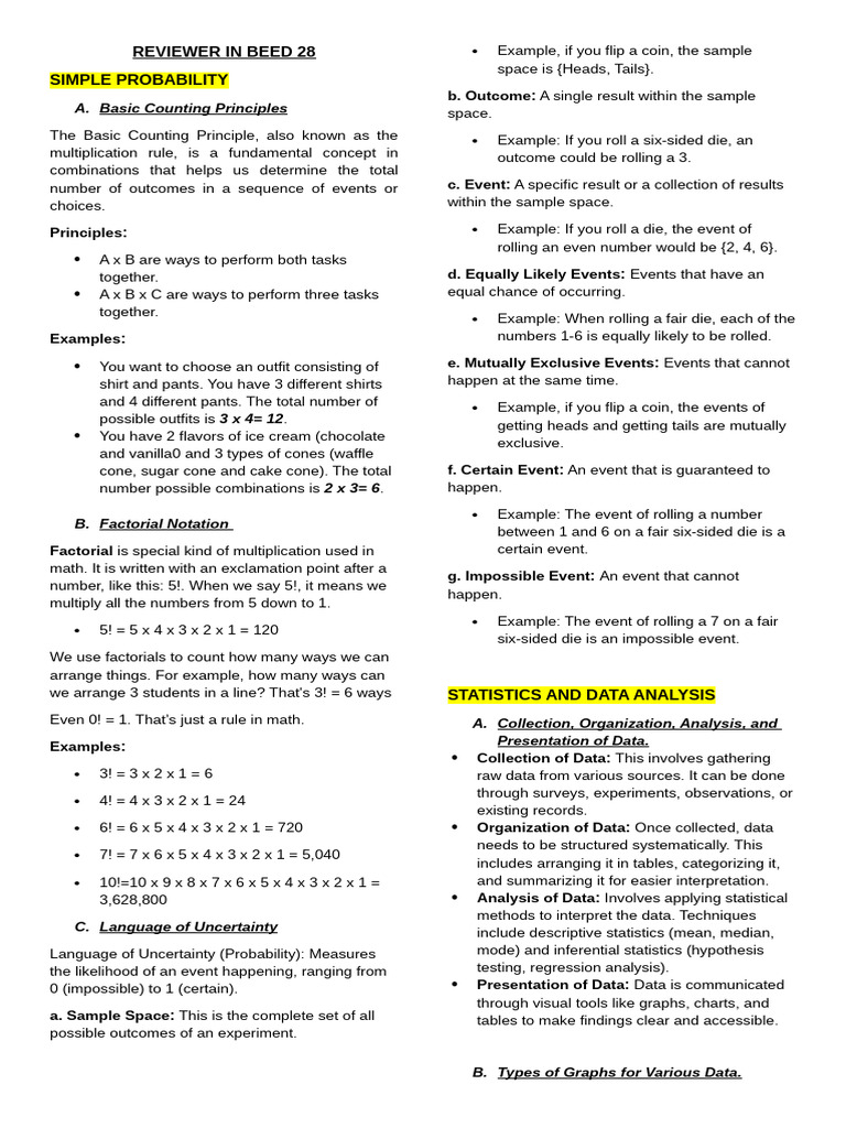 Reviewer in Beed 28 Finals | PDF | Statistics | Mean