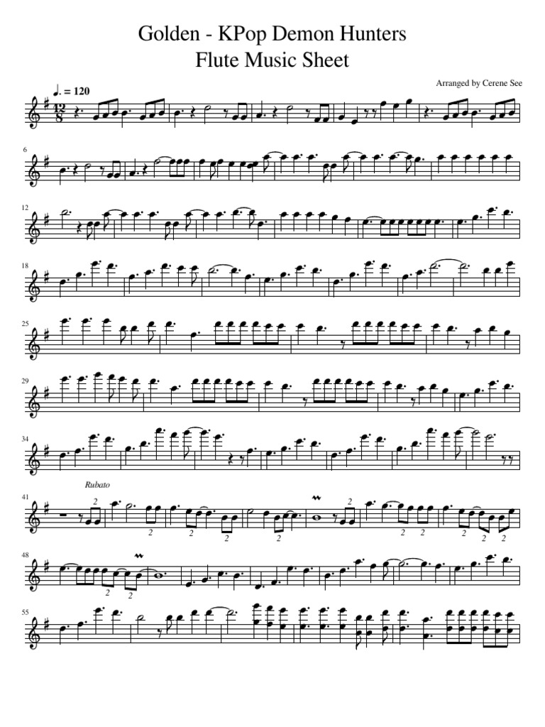 Golden - Kpop Demon Hunters Flute Sheet Music | PDF