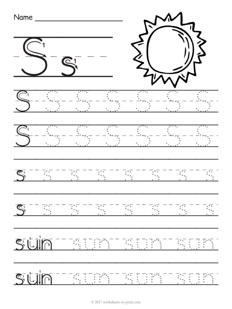 Tracing Letter S Worksheet | PDF