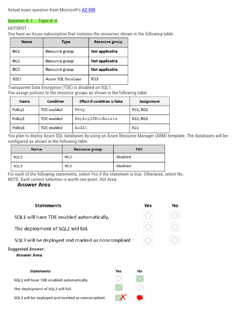 Microsoft AZ-500 Exam Questions Overview | PDF | Microsoft Azure ...