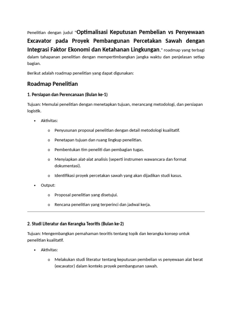 Road Map Dan Anggaran Proposal Bima | PDF