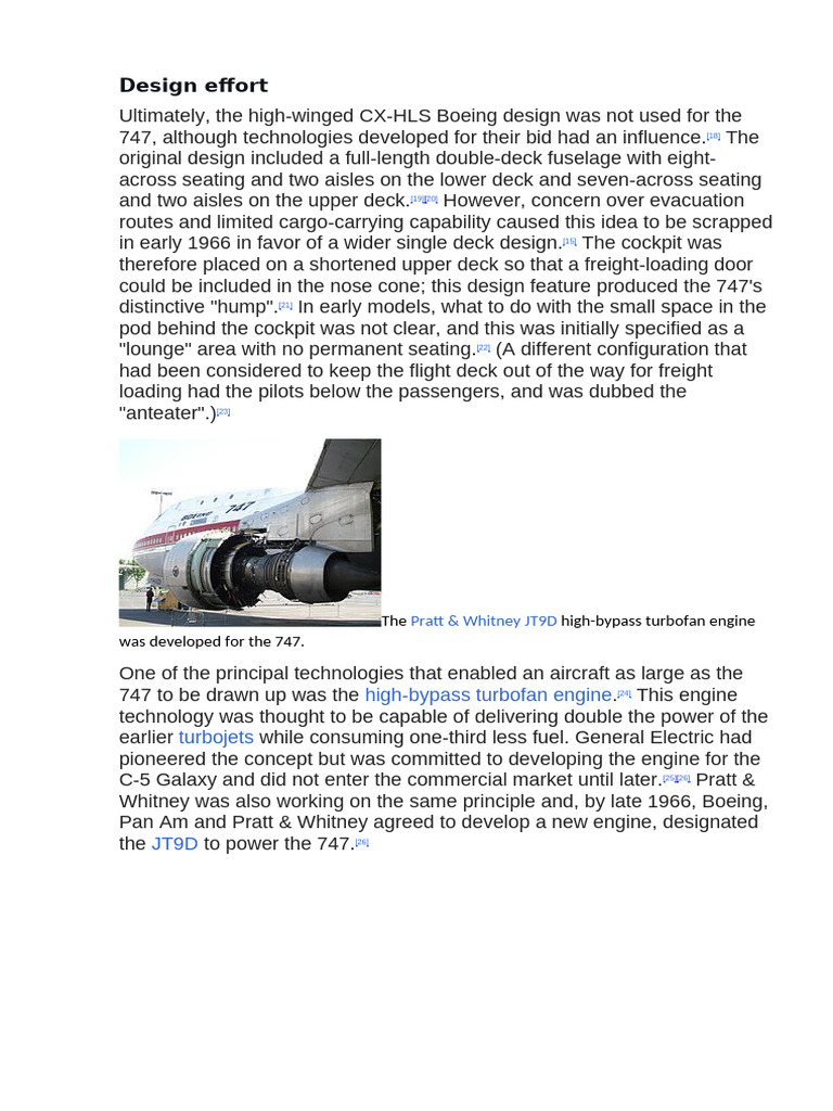 Boeing 747 Design and JT9D Engine Development | PDF