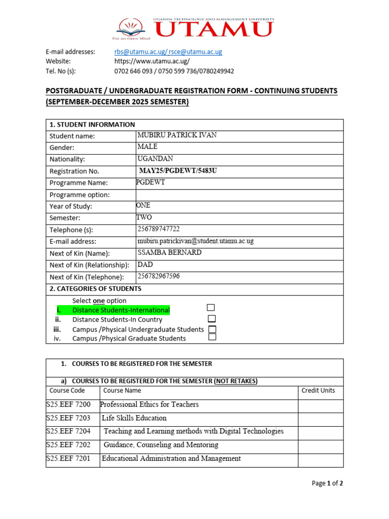 Registration Form | PDF