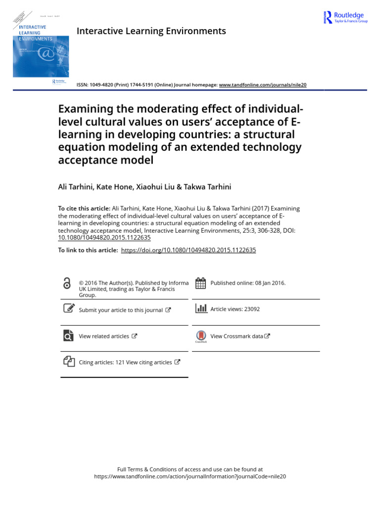 Examining The Moderating Effect of Individual-Level Cultural Values On ...