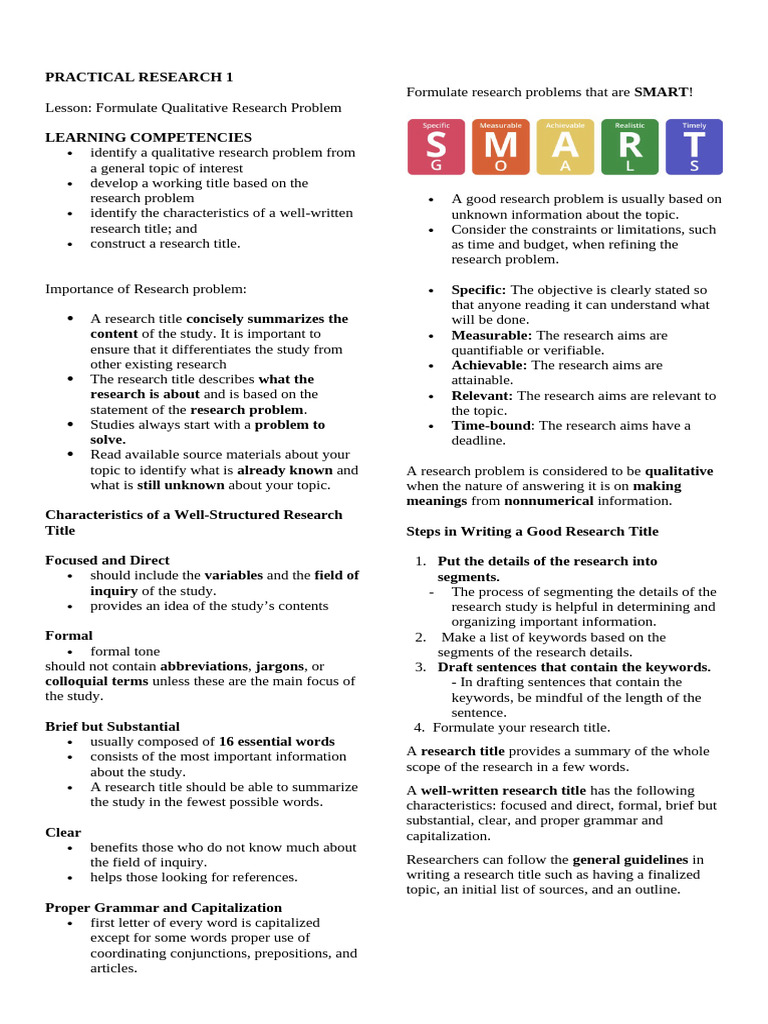 Formulate Research Problem | PDF | Linguistics