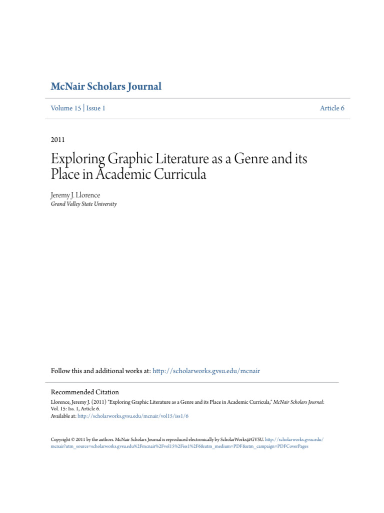 Exploring Graphic Literature As A Genre and Its Place in Academic | PDF ...