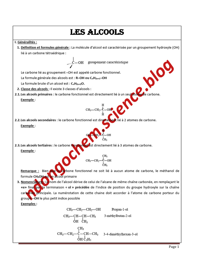 Comprendre les alcools : définitions et propriétés | PDF | Ester | Alcène