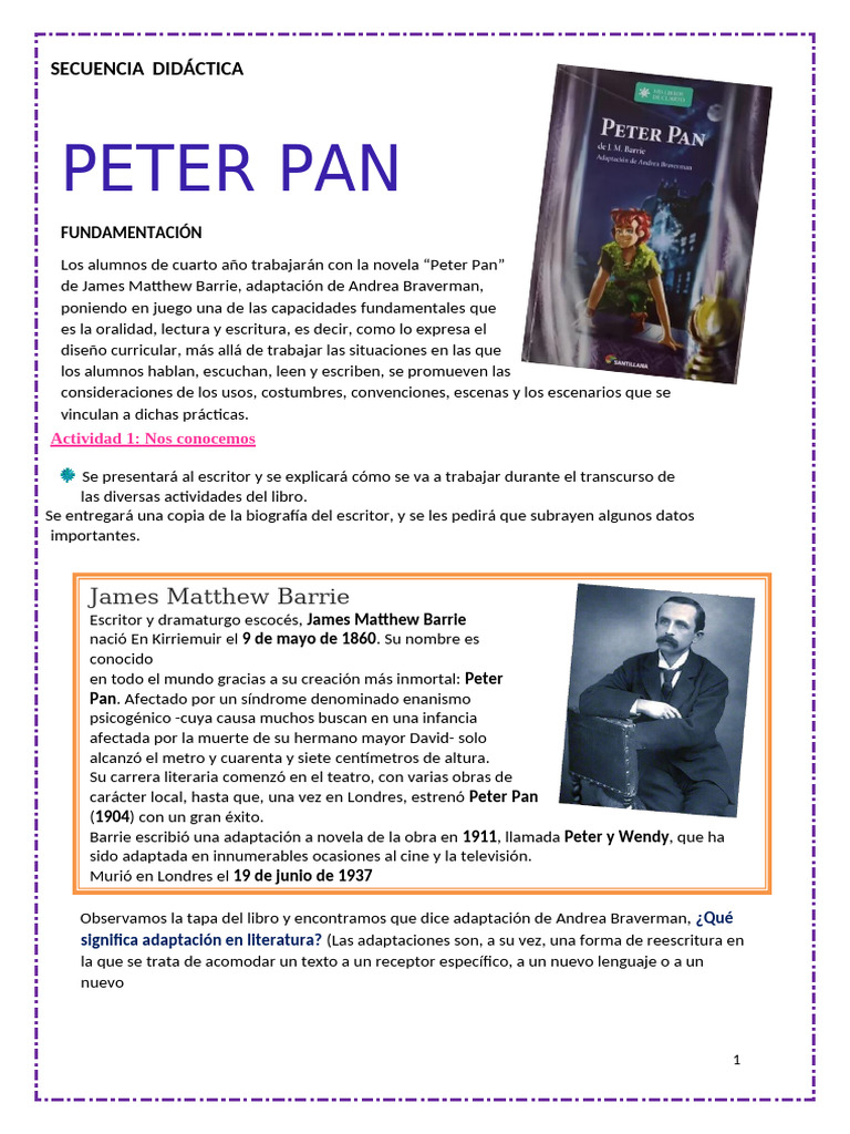 Secuencia Didáctica: Peter Pan 4° Grado | PDF | Peter Pan | Piratería