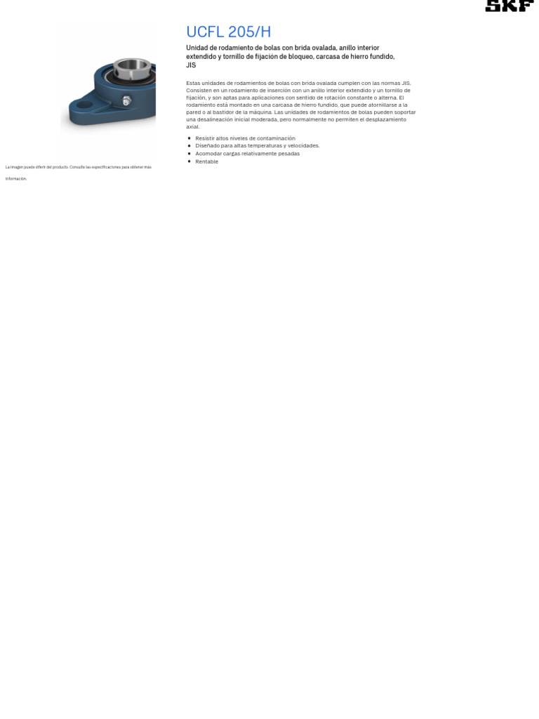Unidad de Rodamiento UCFL 205 SKF | PDF | Rodamiento (Mecánico) | Tornillo