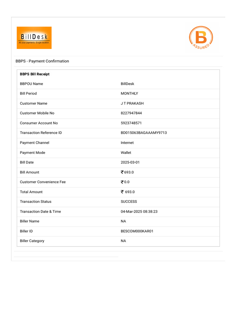 BillDesk BBPS | PDF