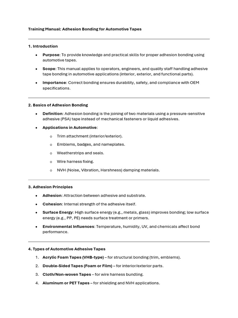 Automotive Adhesive Bonding Training Guide | PDF | Adhesive ...