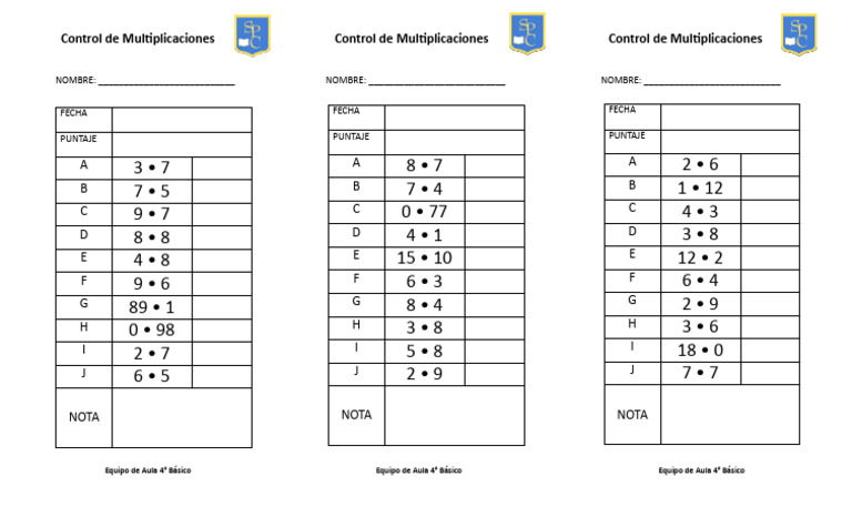 Control de Tablas V | PDF