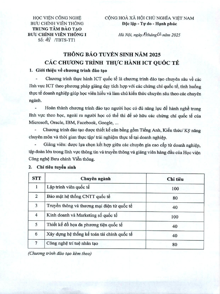 Ptit pttc1 2025 Tbts | PDF