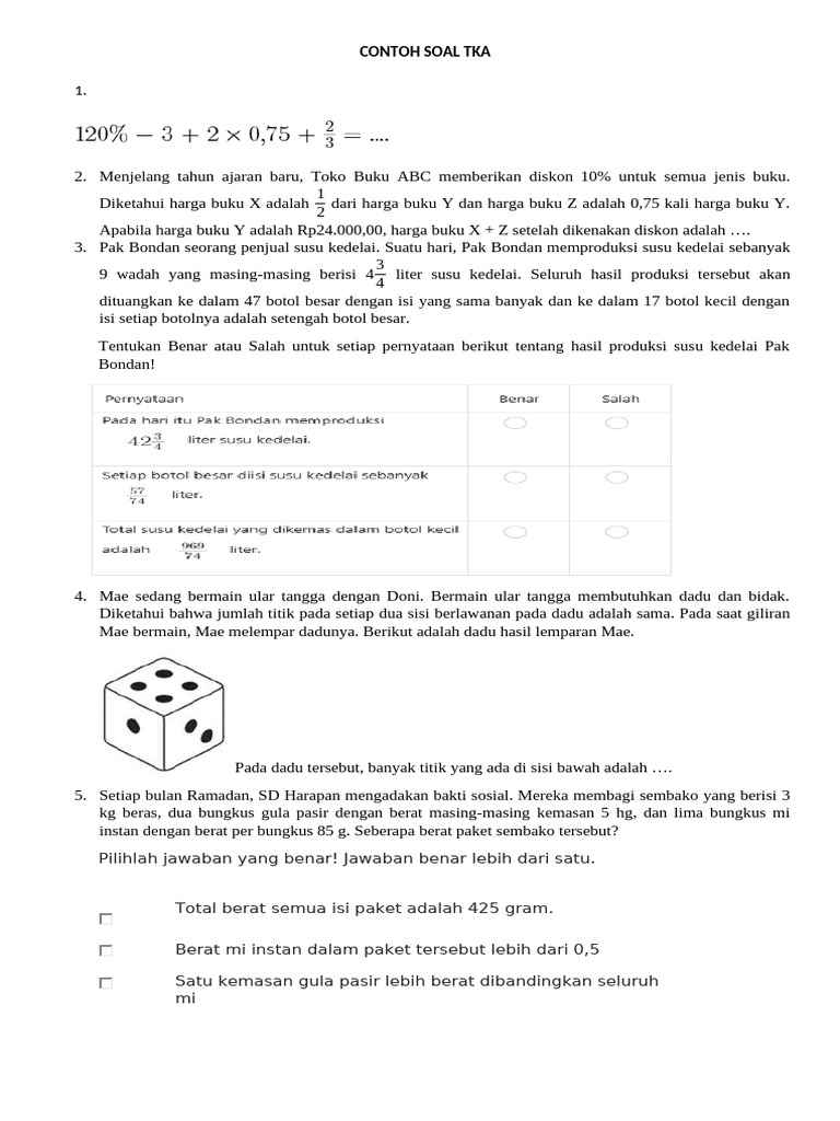 Contoh Soal TKA dan Pembahasan | PDF