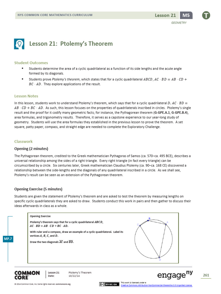 Geometry m5 Topic e Lesson 21 Teacher | PDF | Circle | Perpendicular