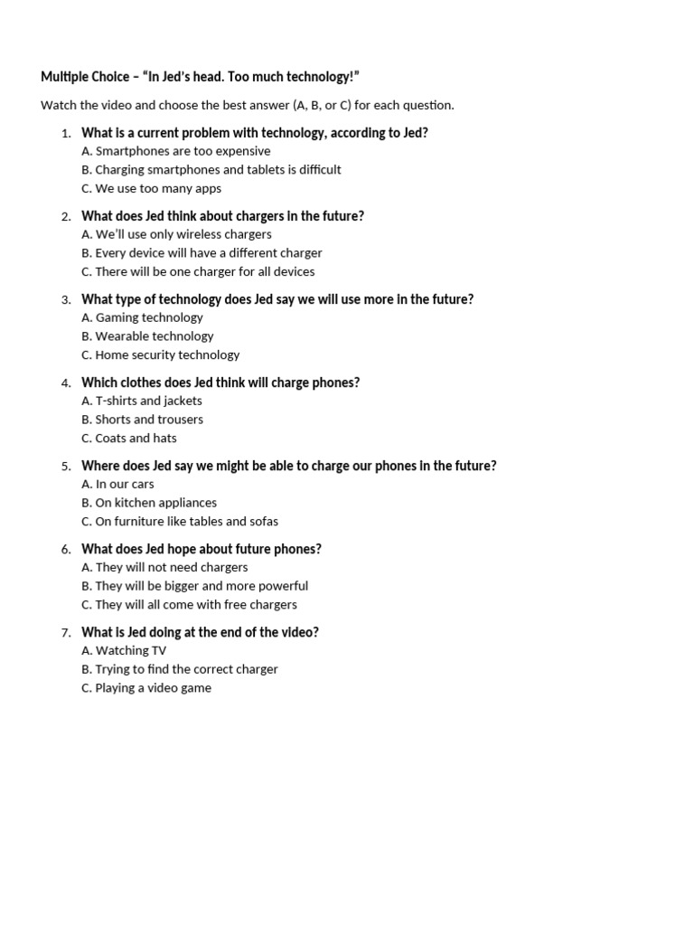 Multiple Choice-Final Video Unit 6 Bright Ideas 6 | PDF