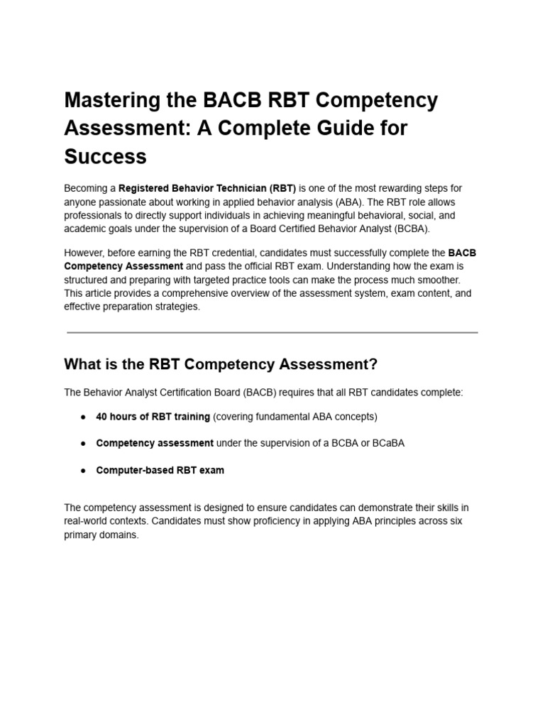 Mastering The BACB RBT Competency Assessment | PDF | Behavior Modification | Psychological Concepts