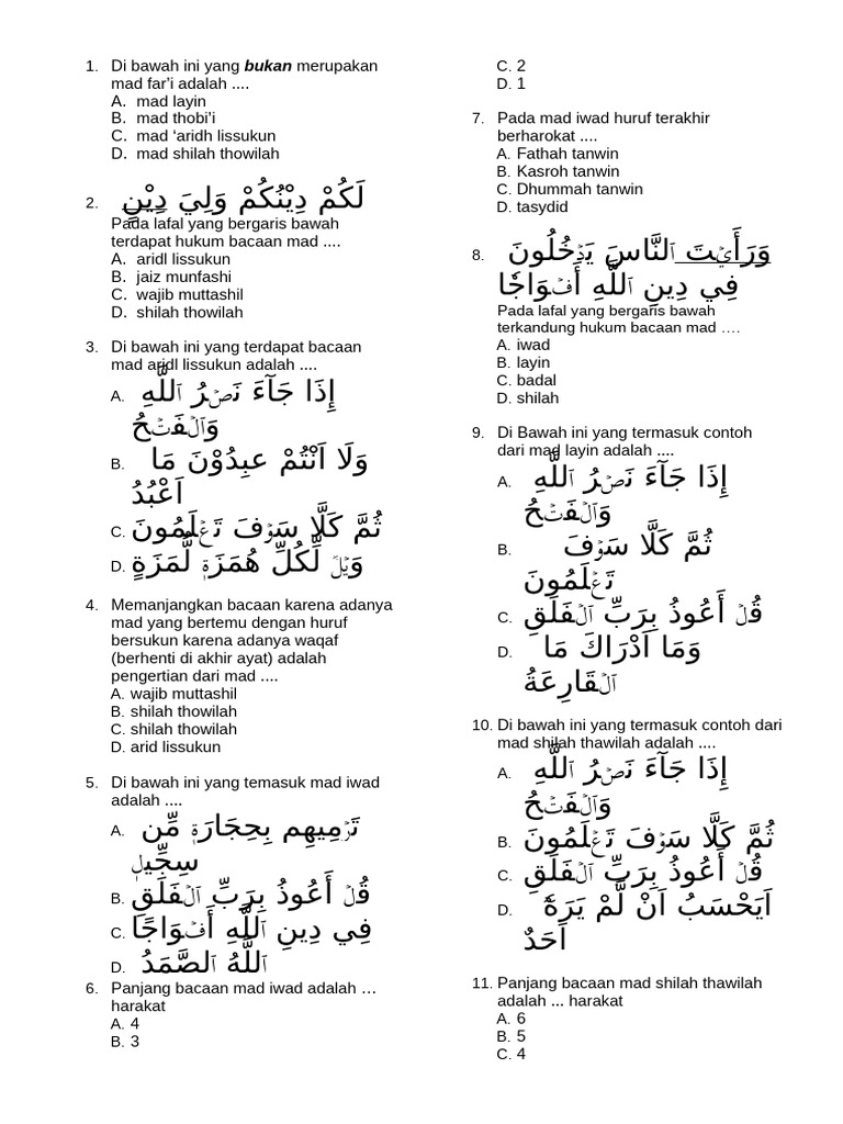 Penilaian Sumatif BTQ Kelas 6 1-20 | PDF