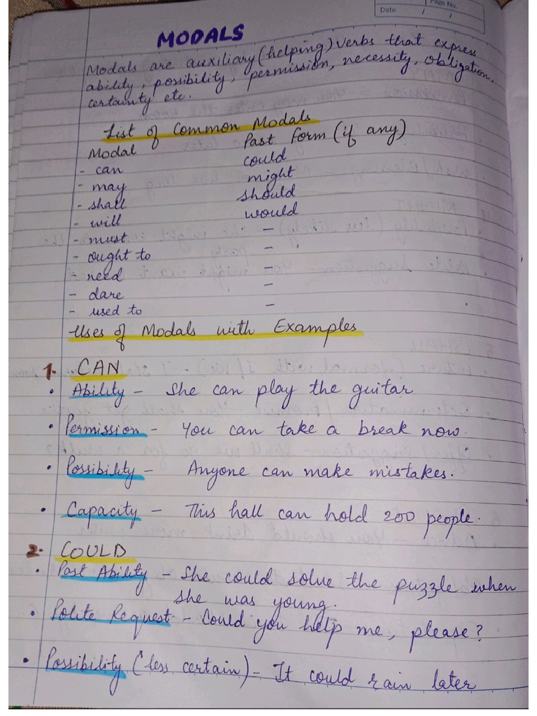 Modals Notes | PDF