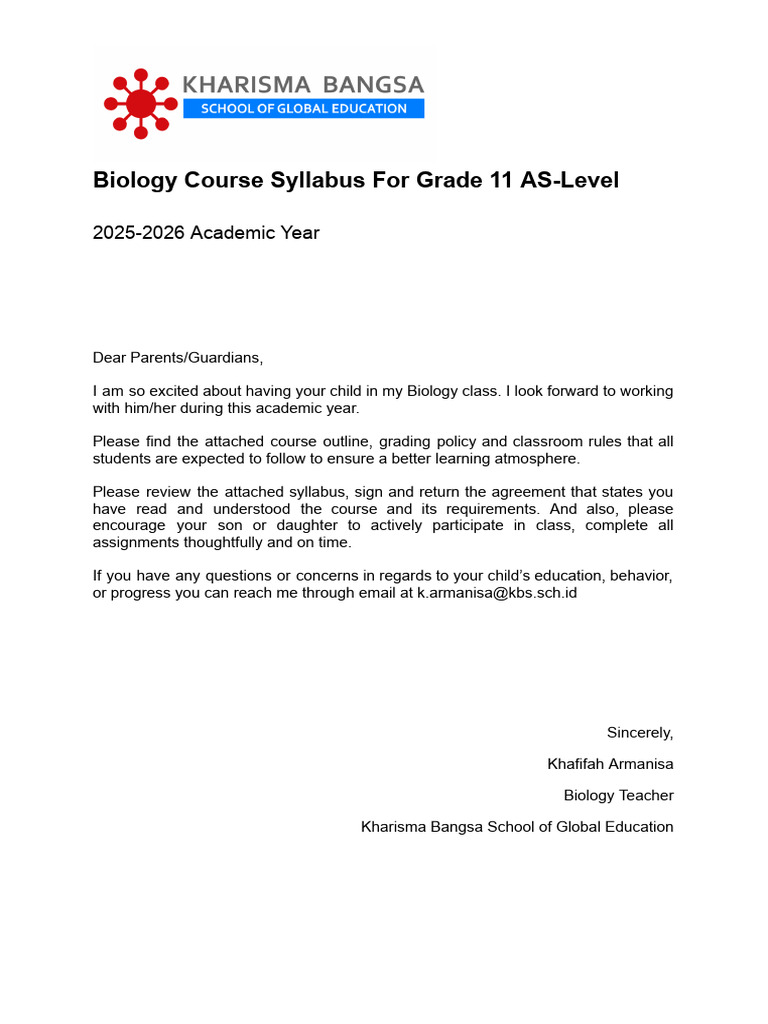 1753021592-Biology Course Syllabus Grade 11 As-Level | PDF | Learning ...
