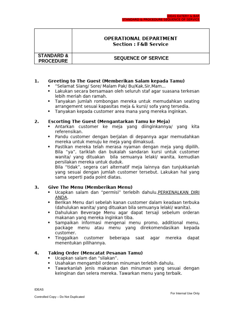 Service Sequence Revise | PDF