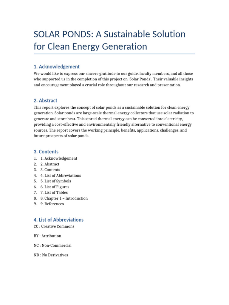Solar Ponds: Sustainable Energy Solution | PDF