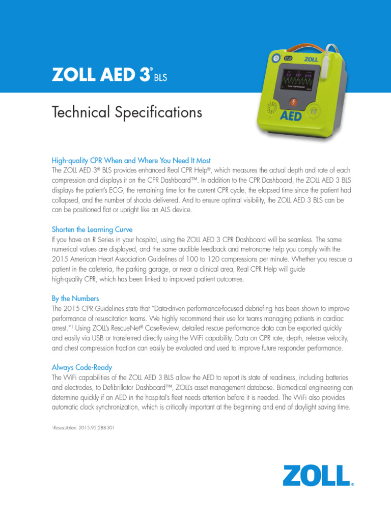 AED 3 BLS Spec Sheet - US Hospital vs. - Sep 2018 | PDF ...