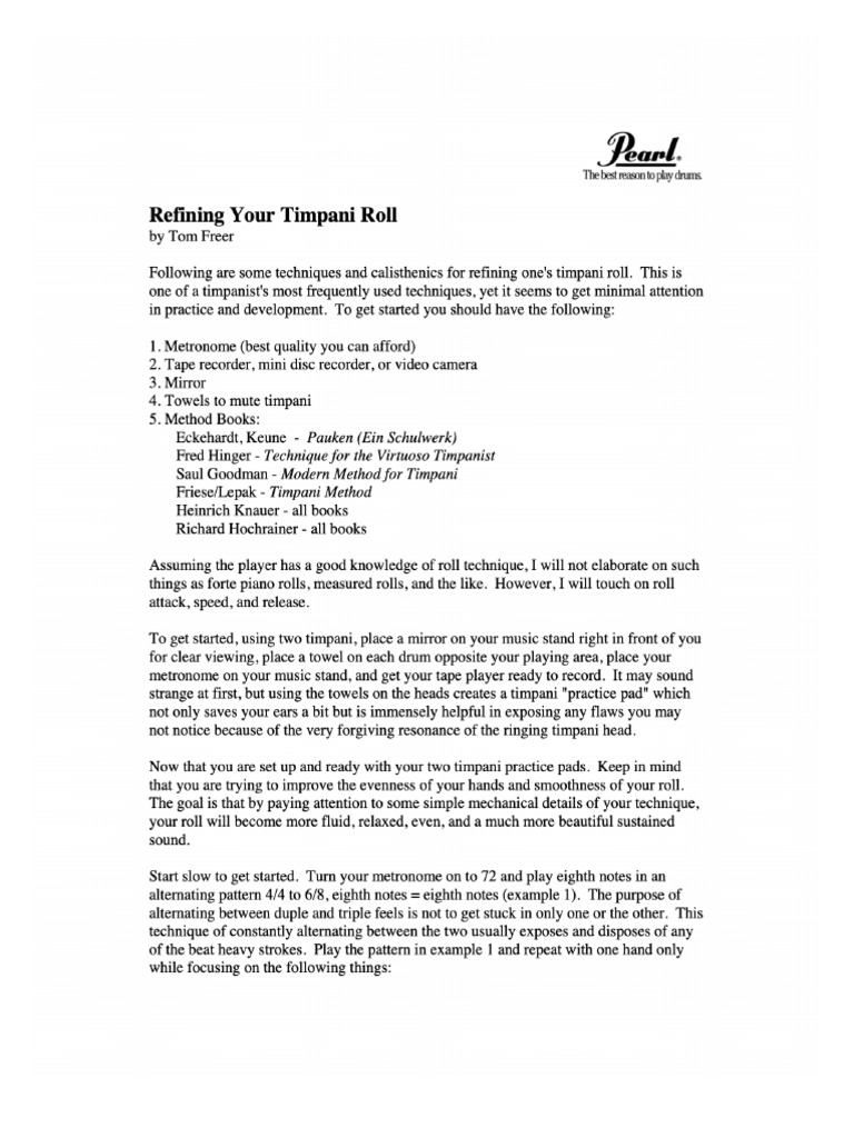 Refining Your Timpani Roll - Tom Freer | PDF