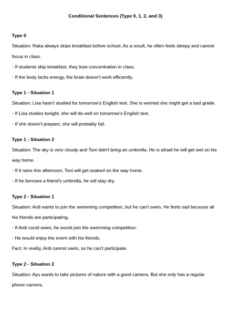 Conditional Sentences Exercises | PDF