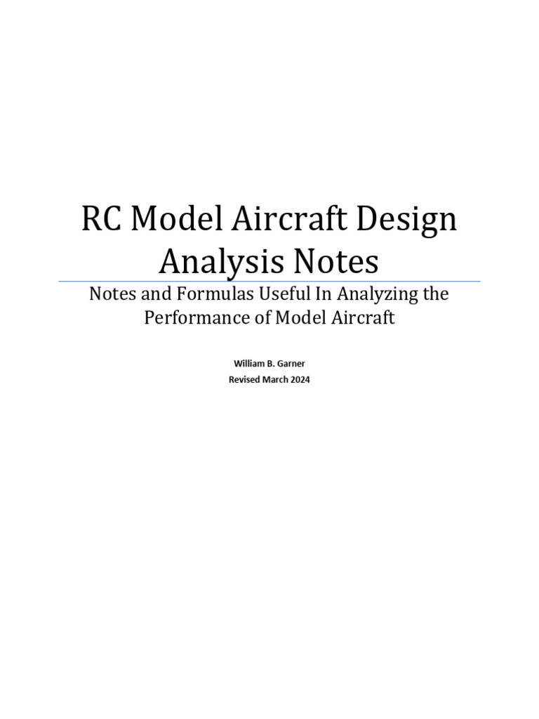 RC Model Aircraft Performance Analysis | PDF | Drag (Physics ...
